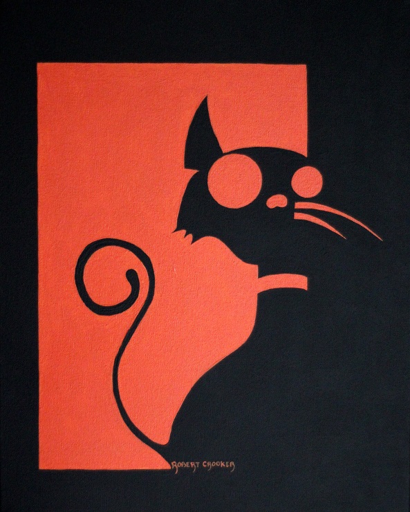 Funky Cat by ROBERT CROOKER ART | Abstract | 20" x 16" | acrylic on canvas